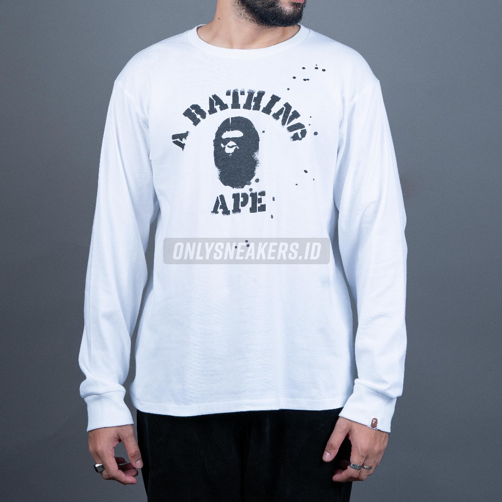 Jual BAPE X JOSHUA VIDES COLLEGE WHITE LONG SLEEVE | Shopee Indonesia