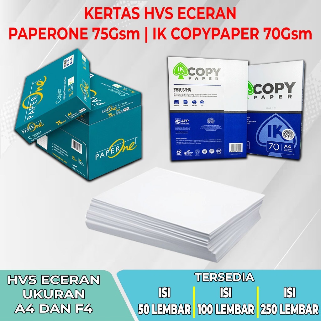 Jual [BISA INSTANT & COD] HVS ECERAN A4 / F4 Merk PAPERONE & IK ...