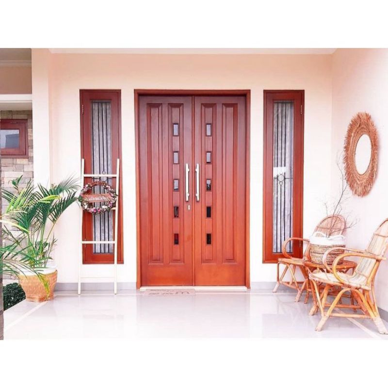 Jual 1 SET PINTU UTAMA + 2 SET JENDELA JENIS KAYU JATI PUTI/GAMELINA ...