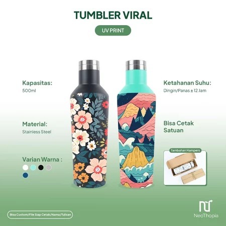 Jual Custom Tumbler Viral Stainless 500ml Cetak Fullprint Uv Print Nama ...