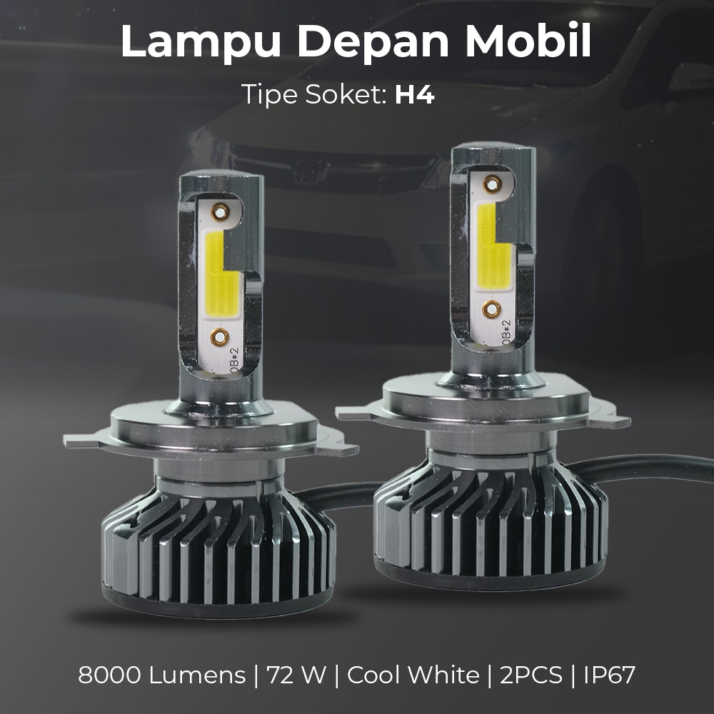 Jual Lampu Depan Mobil Headlamp Foglamp 72Watt, lampu led mobil H4 COB 72W warna putih 12V - 24V ...