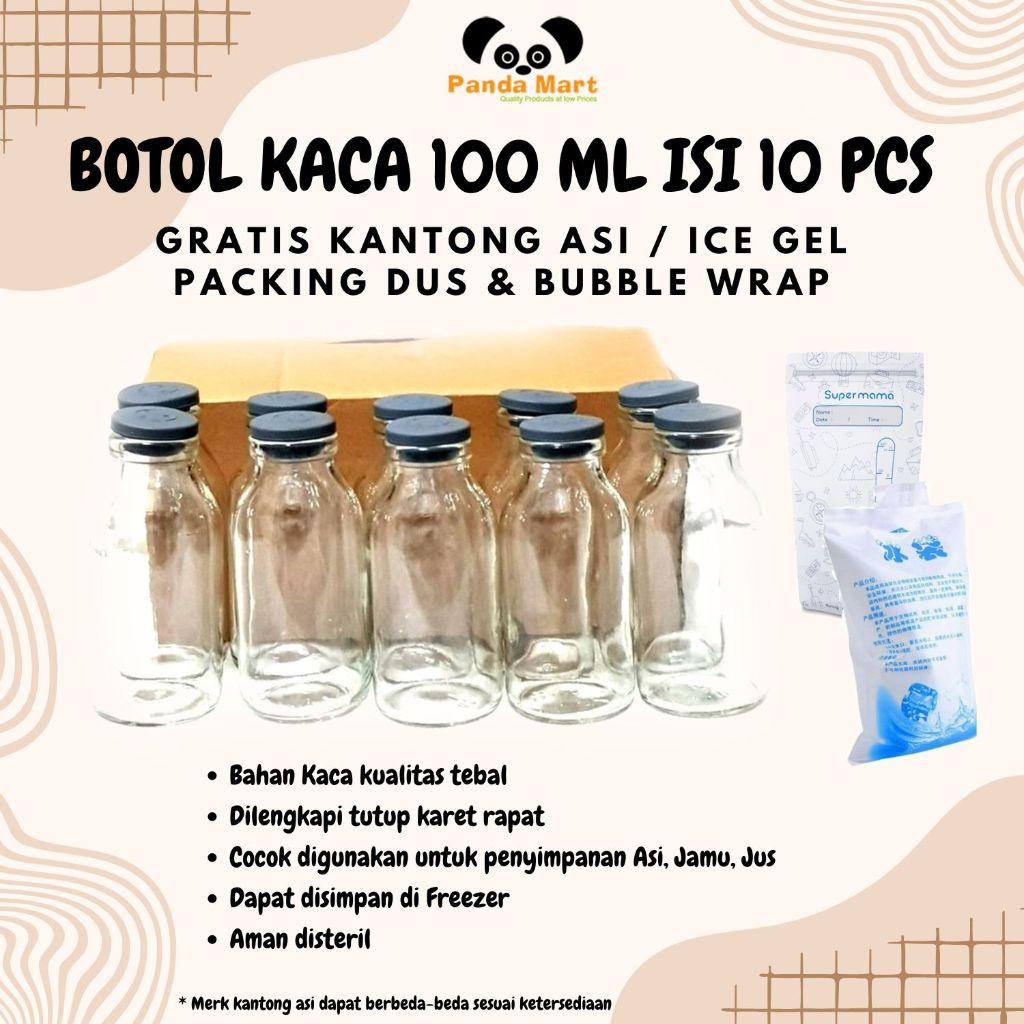 Jual Paket Isi 10 PCS Botol Asi Kaca Dengan Tutup Ukuran 100ml Vial ...