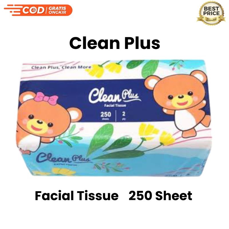 Jual Tisu Tissue Facial Clean Plus Isi 250 Sheets / 2 Ply / Tissue 250s ...