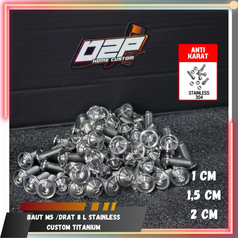 Jual Baut m5 baut 8 L stainless custom titanium handmade | Shopee Indonesia