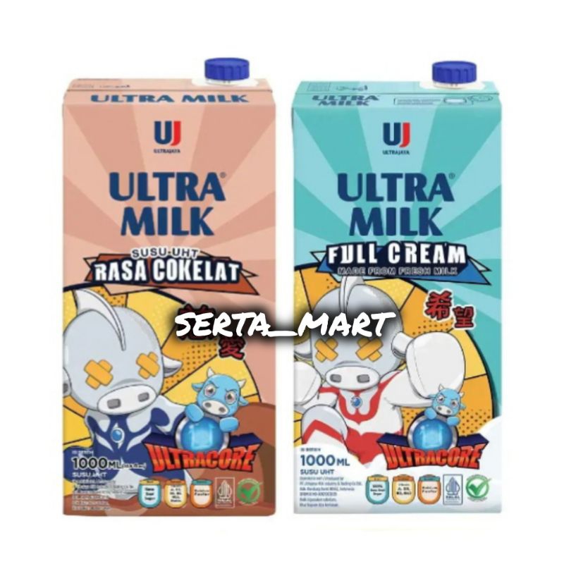 Jual Ultra Milk Susu Cair UHT Steril Ultracore 1000ml - Susu UHT Full ...