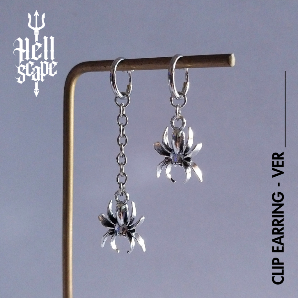 Jual [HELLSCAPE] ANTING CLIP - ASYMMETRIC SPIDER EARRING TANPA TINDIK ...