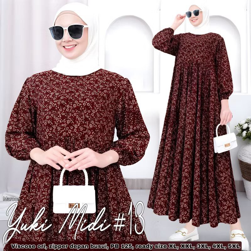 Jual WIOLA MIDDI DRES MAT RAYON VISCOSE JUMBO LD 120 BUSUI FRIENDLY ZIPER DEPAN | Shopee Indonesia