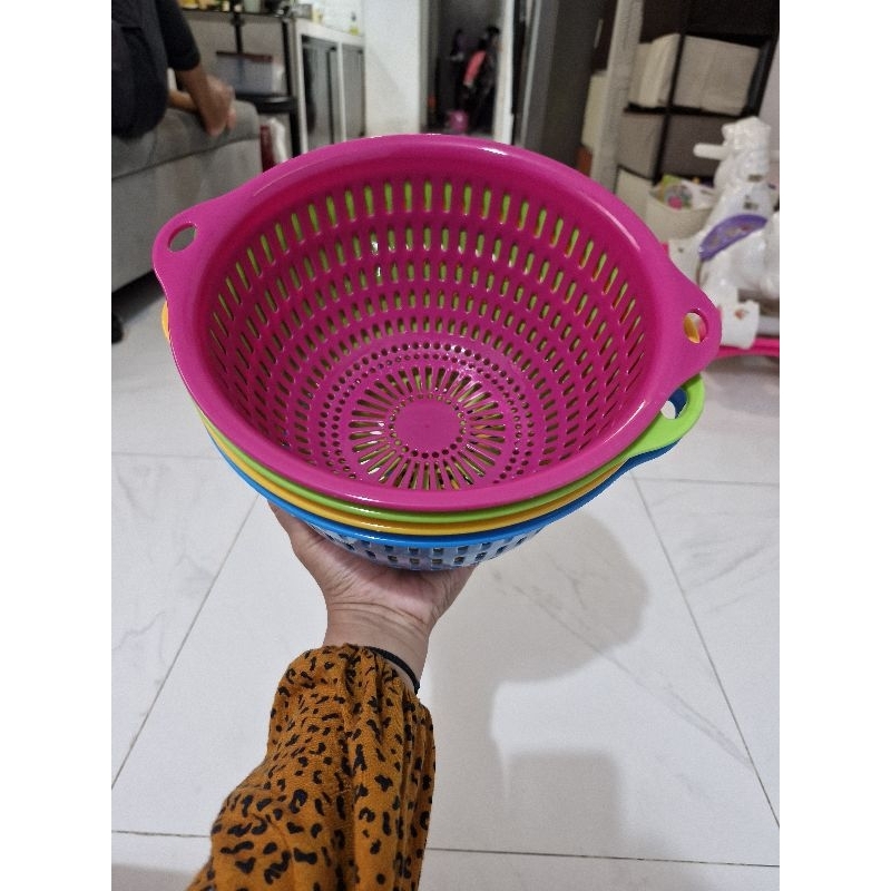 Jual Baskom lubang plastik cuci buah sayur daging ikan saringan DOREMI ...