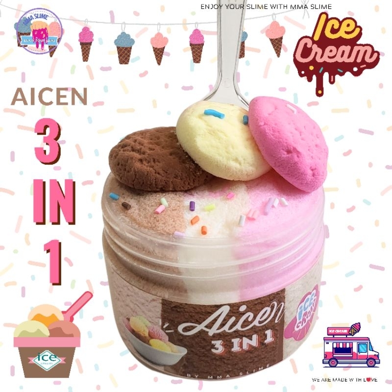 Jual SLIME ICE CREAM SLIME 3 IN 1 ICE CREAM SLIME AICE SLIME MURAH BY ...