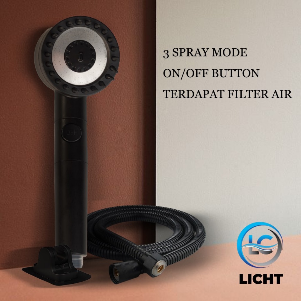 Jual LICHT Kepala Shower Kamar Mandi Saringan Bawaan / 3-Mode Hand Shower Tekanan Tinggi Dapat ...