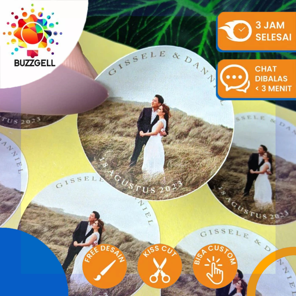 Jual 2-4 Sticker Wedding Souvenir Stiker Pernikahan BuzzGell Custom ...