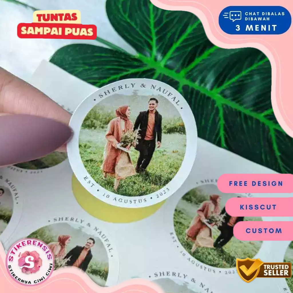 Jual 2-4 Stikerensis Stiker Wedding Souvenir Sticker Custom Ucapan ...