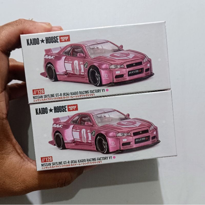 Jual MINI GT KAIDO HOUSE NISSAN SKYLINE GTR R34 PINK V1 | Shopee Indonesia
