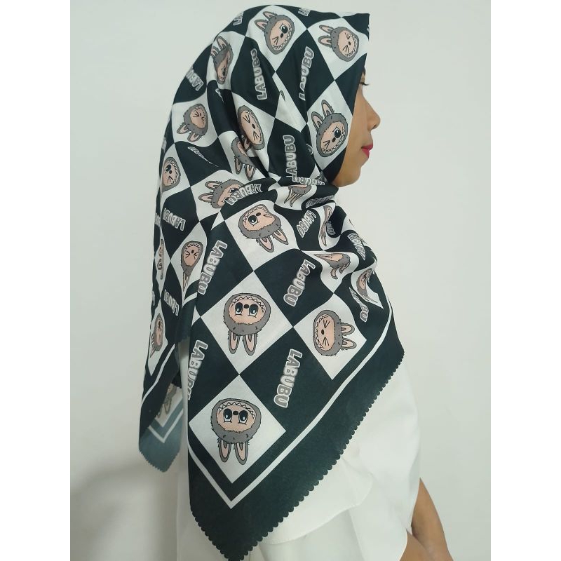 Jual hijab segiempat motif labubu/hijab printing | Shopee Indonesia
