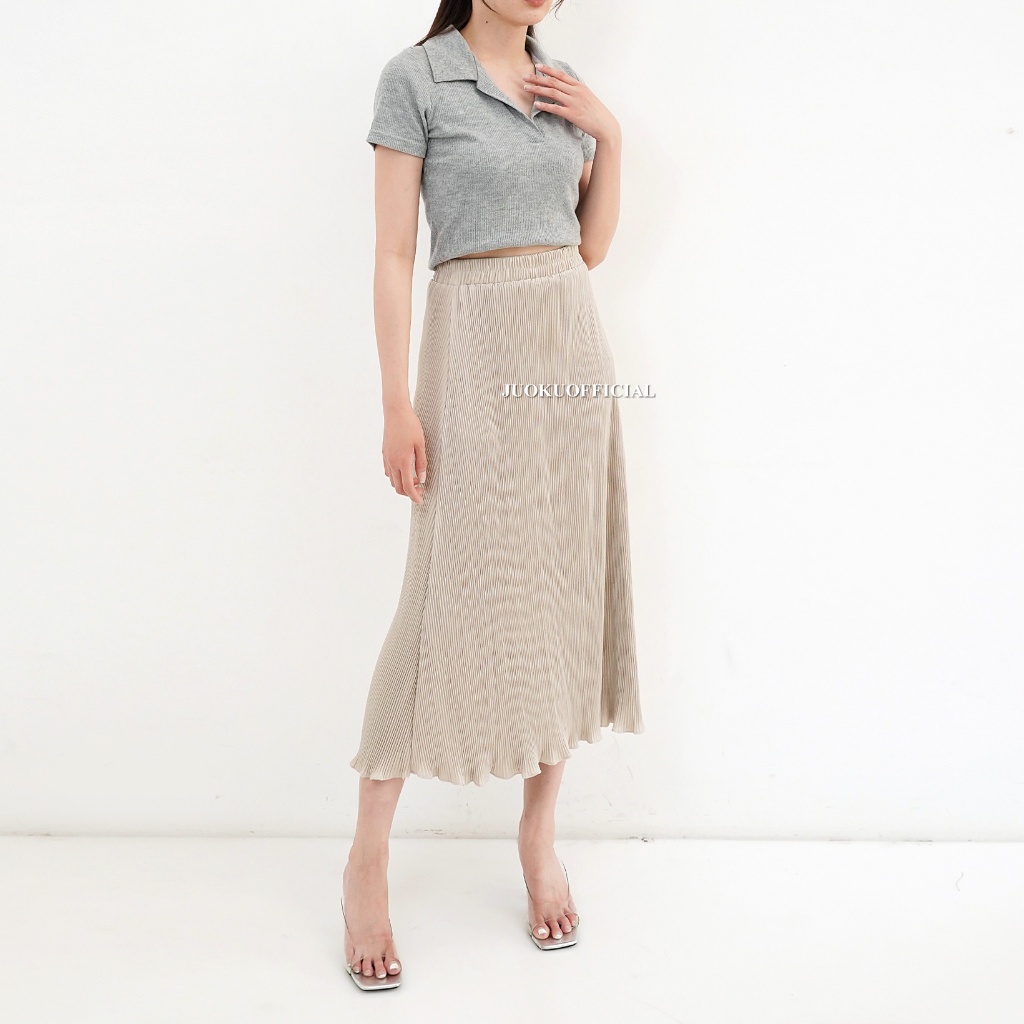 Jual Rok Midi Plisket Mayung Lidi Wavy / Rok Plisket Tanggung / Rok Plisket Mayung Lidi / Rok ...