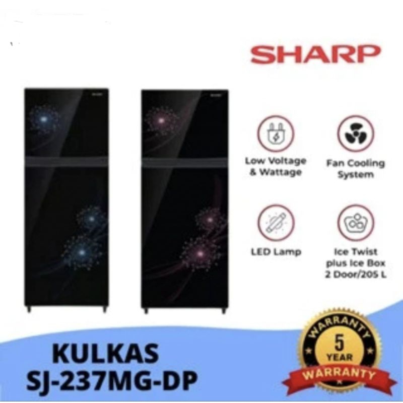 Jual KULKAS SHARP 2 PINTU SJ-237MG-DP/DB 205LITER GARANSI RESMI | Shopee Indonesia