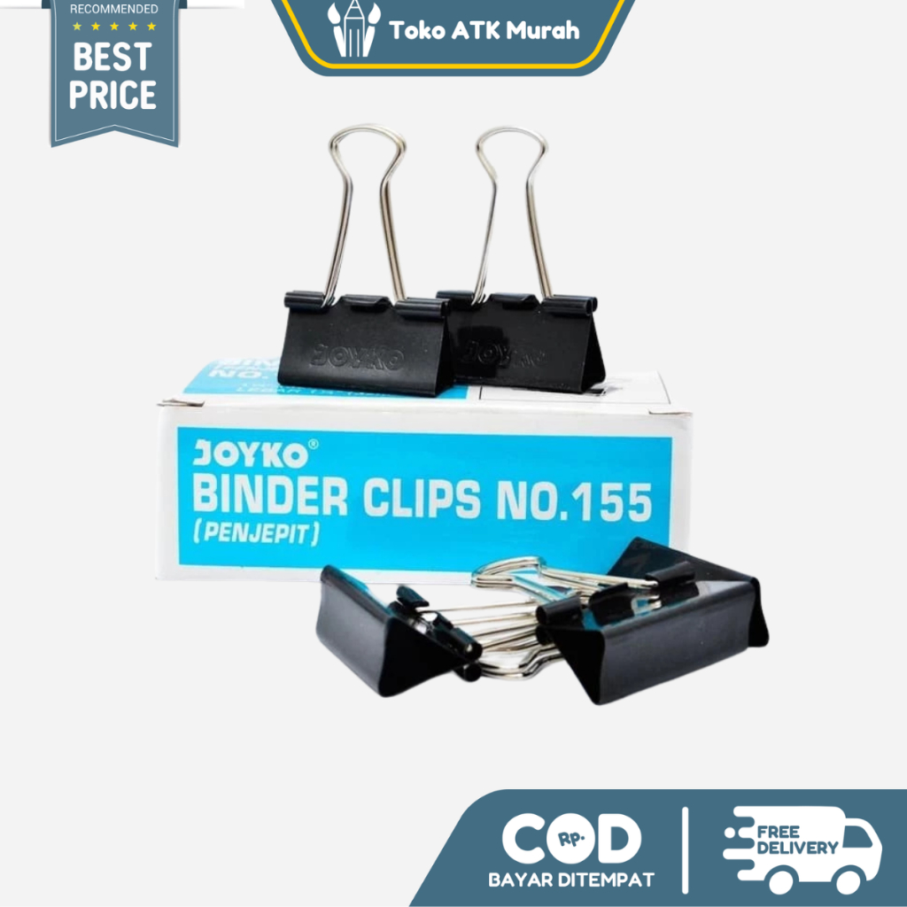 Jual Binder Clip No. 155 Joyko - Klip Hitam 1 1/4" (32 mm) isi 12 Buah ...