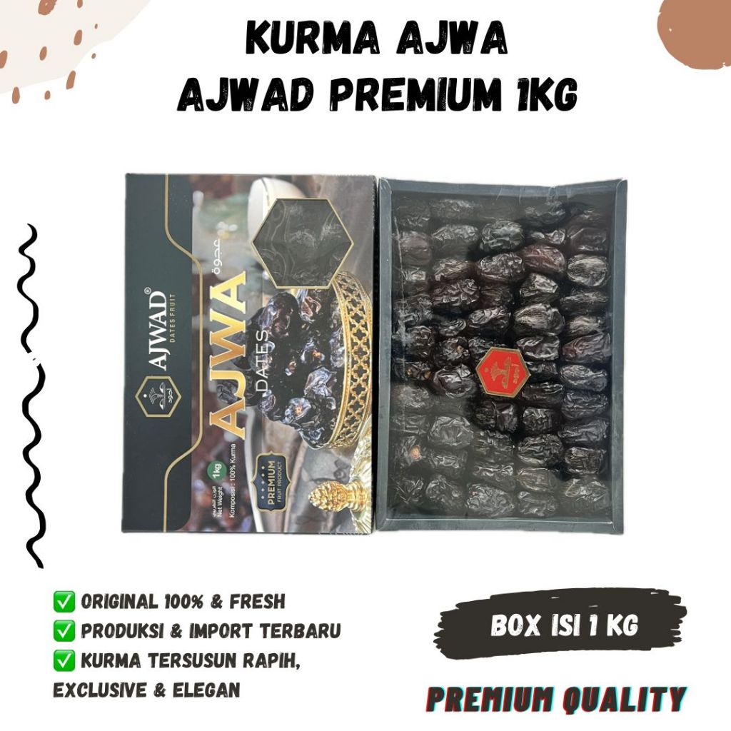 Jual KURMA AJWA AJWAD Dus 1KG Premium Exclusive Elegan Box Azwa Madinah ...