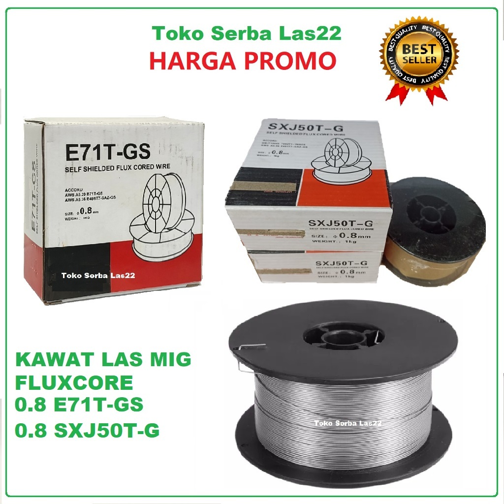 Jual KAWAT LAS MIG CO 1KG 0.8 GASLESS FluxCore Wire Gasless Kawat Las Tanpa Gas E71T-GS(SXJ50T-G ...