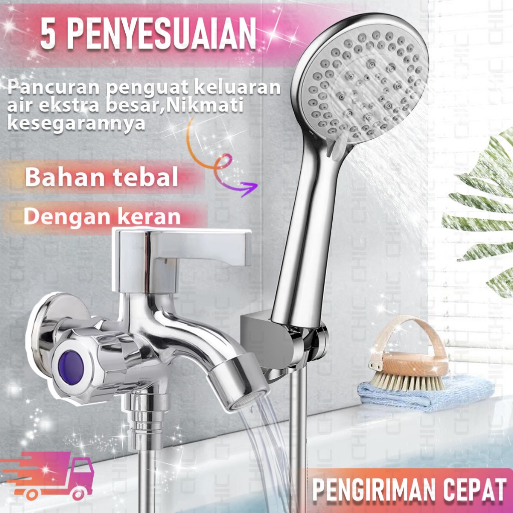 Jual Paket Shower Kamar Mandi 5 Mode Fungsi Hand Kran Shower Cabang/Paket Shower Kamar Mand ...