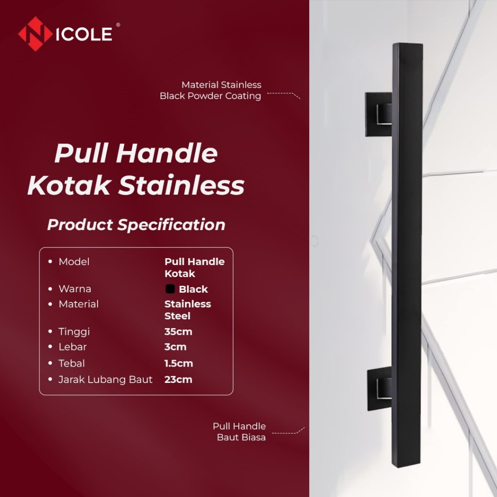 Jual Pull Handle Tarikan Pintu Stainless Steel- Hitam 35cm | Shopee ...