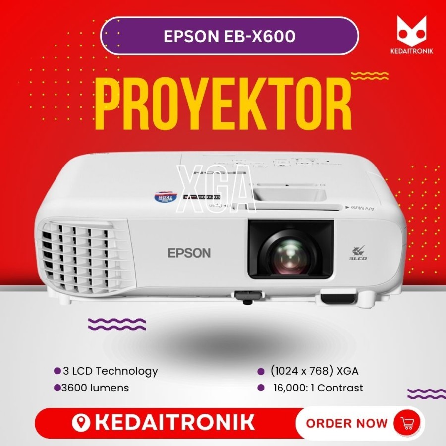 Jual Proyektor EPSON EBX600 EB X600 XGA 3LCD 3600 Lumens TKDN Resmi Projector | Shopee Indonesia