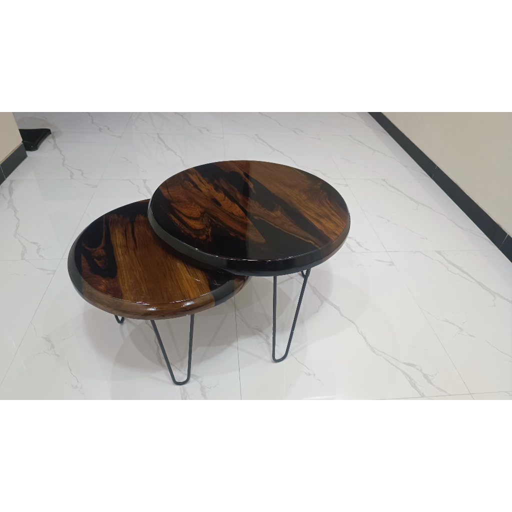 Jual meja resin minimalis/meja ruang tamu/meja kayu kombinasi resin ...
