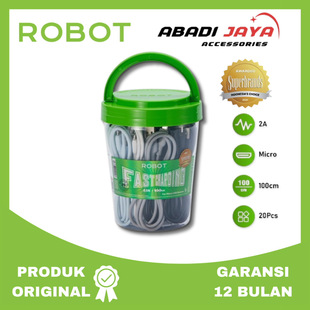Jual ROBOT KABEL DATA RBM100 II 1 TOPLES ISI 20PCS COLOURFUL DATA CABLE ANDORID | Shopee Indonesia
