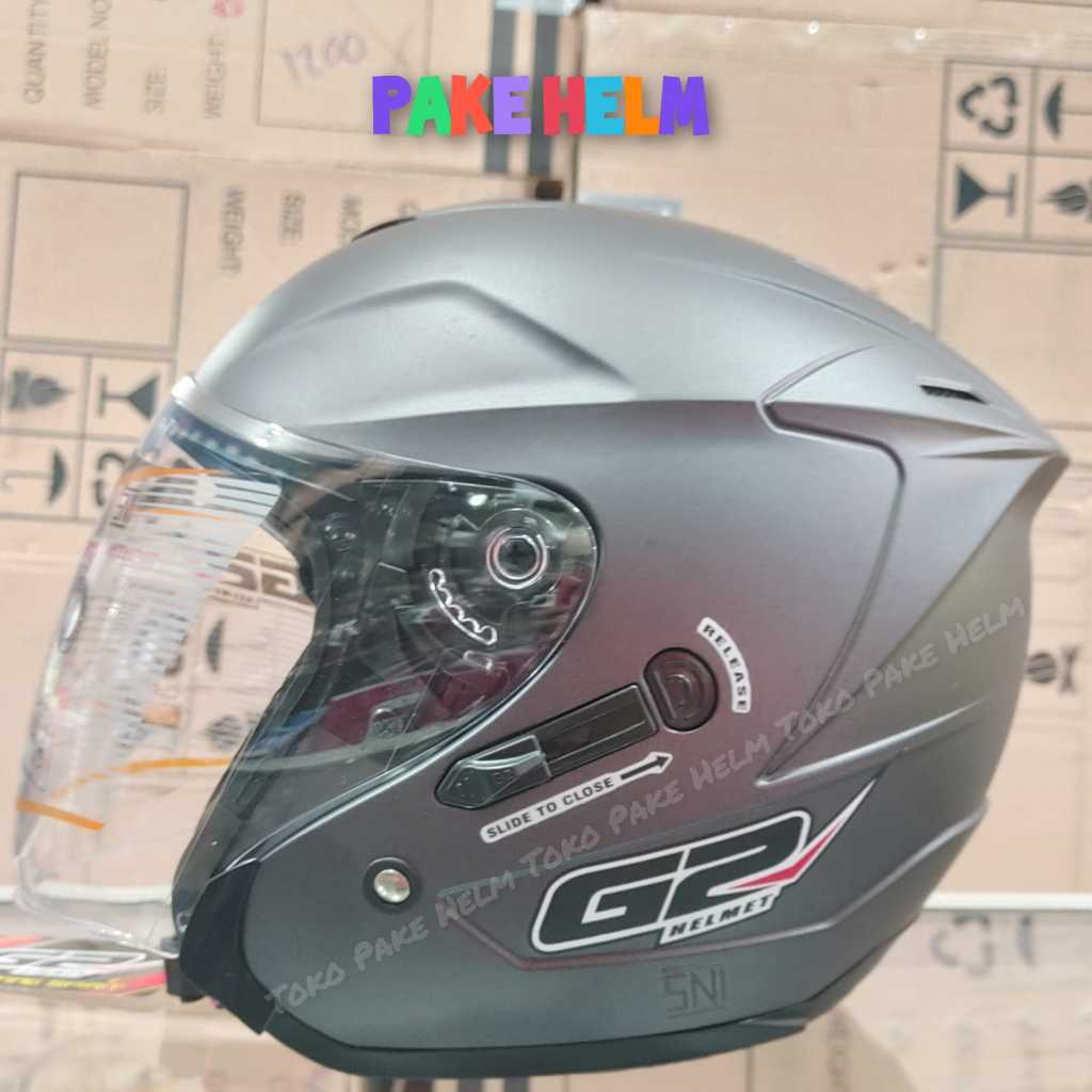 Jual HELM G2 OPTIMAX GUN METAL DOFF HALF FACE DOUBLE VISOR MURAH ...