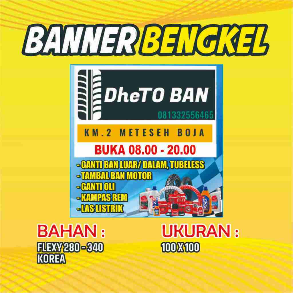 Jual Spanduk Banner Bengkel/ Banner Bengkel Custom/ Free Desain ...