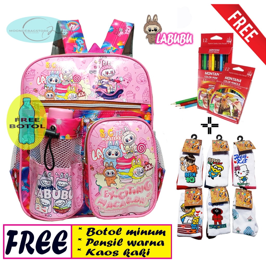 Jual Moonde (m1042) LABUBU Tas Ransel Anak Perempuan Karakter LABUBU Bags Tas Sekolah Anak PAUD ...