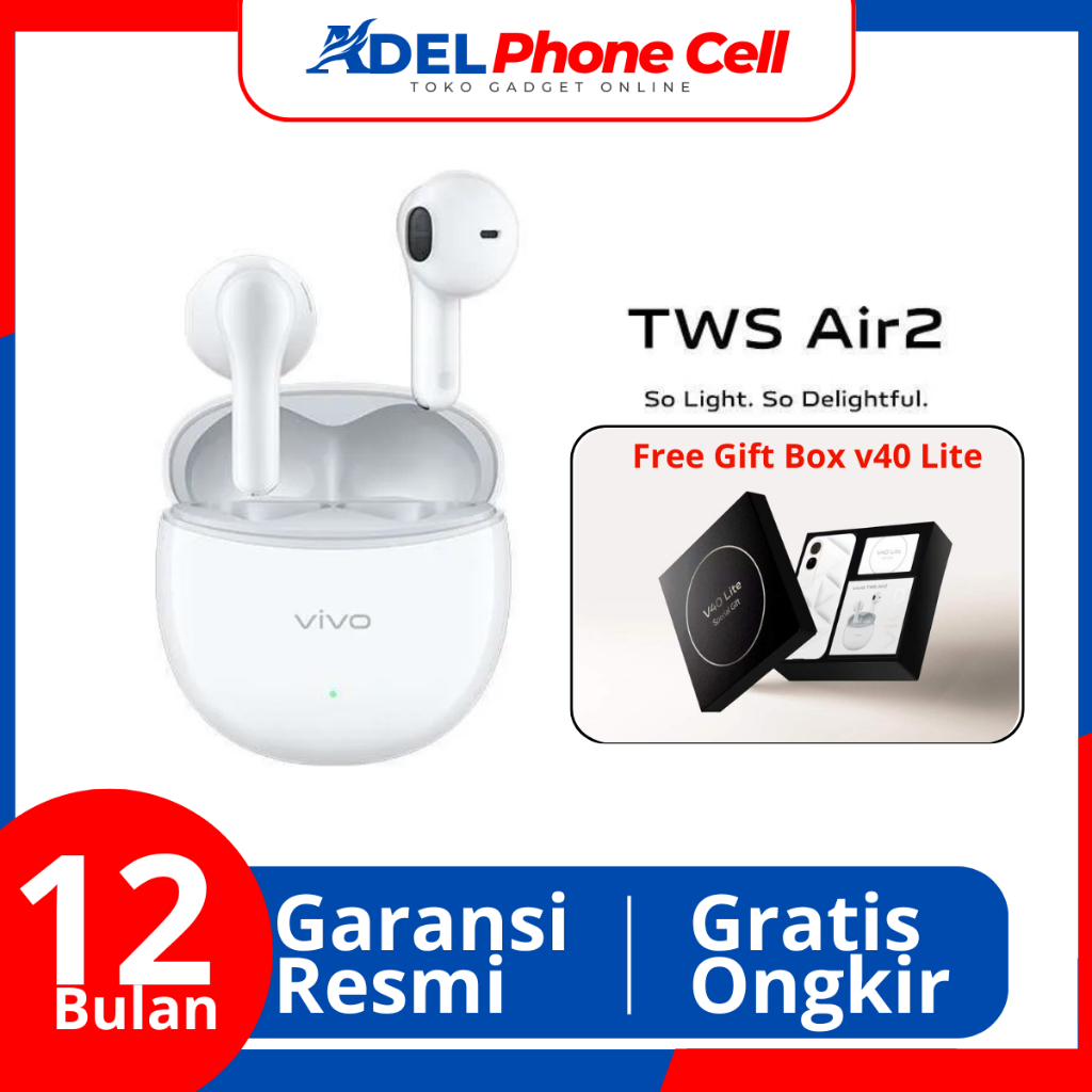 Jual VIVO TWS AIR2 | Free Gift Box v40 Lite | Earphone Bluetooth VIVO TWS AIR 2 GARANSI RESMI ...