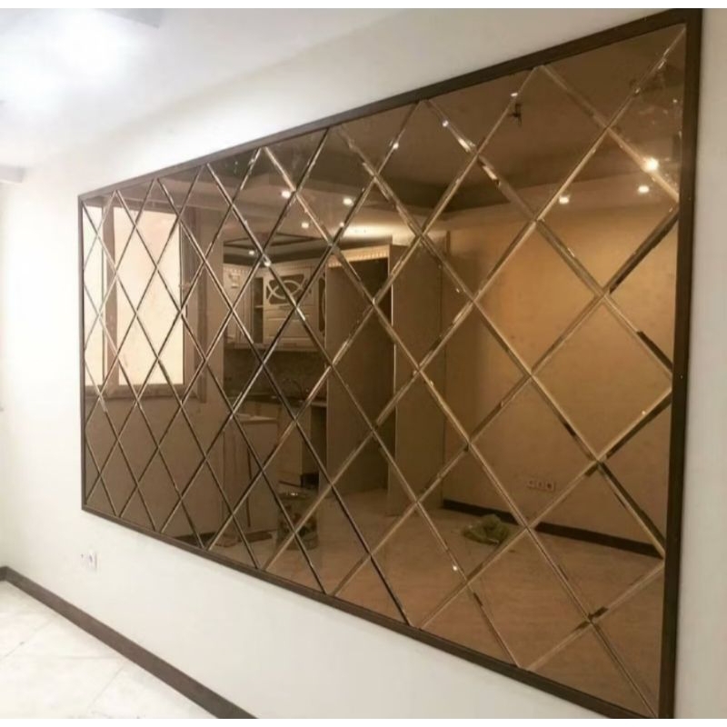 Jual kaca cermin brown bevel dinding wall moulding | Shopee Indonesia
