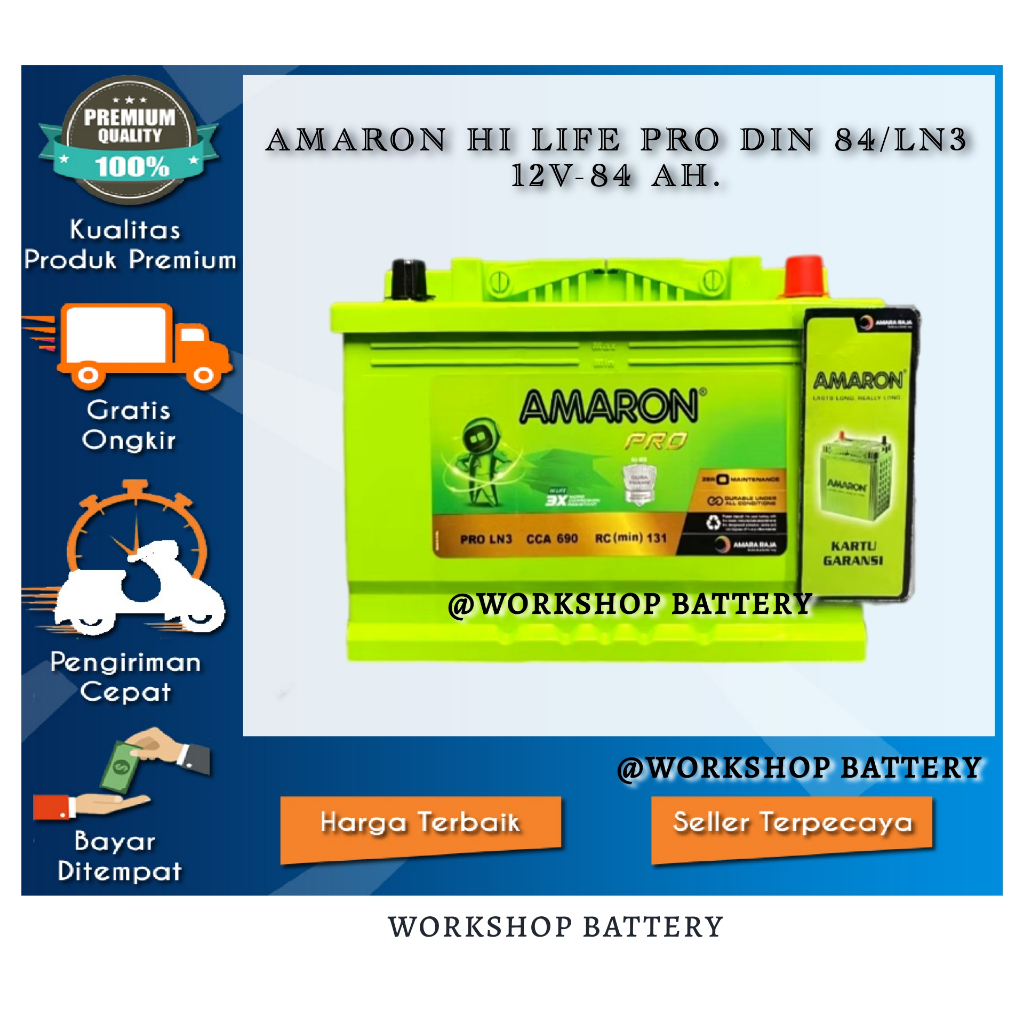 Jual AKI MOBIL MG HS. AMARON HI LIFE PRO DIN 84/LN3 12V-84 AH. | Shopee Indonesia