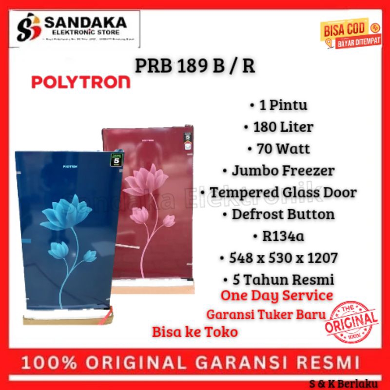Jual kulkas 1 pintu 180 liter Polytron PRB 189 garansi resmi promo ...