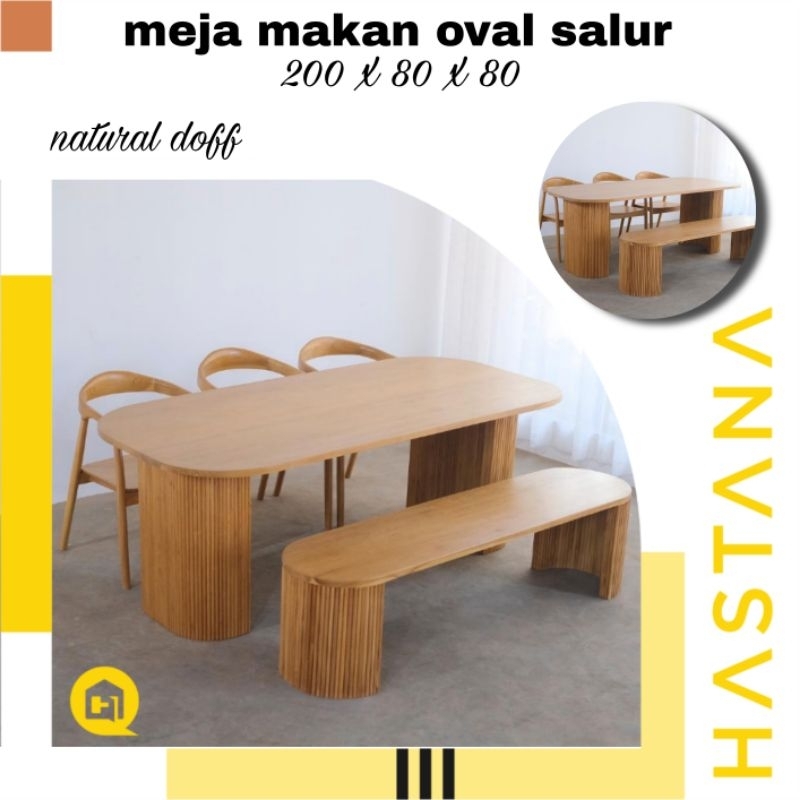 Jual meja makan oval set meja makan dining table kayu jati meja makan kayu jati salur meja makan ...