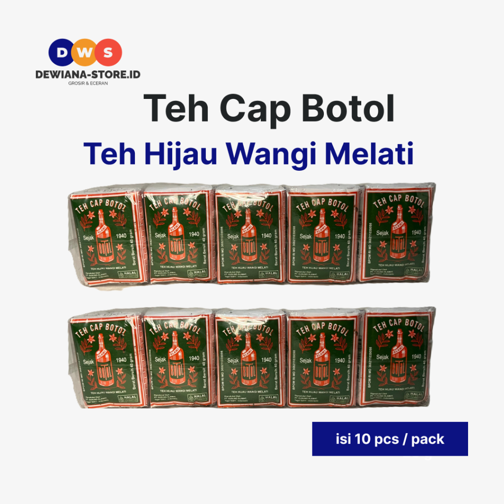 Jual GROSIR Teh Cap Botol Slawi Teh Hijau Wangi Melati (isi 10pcs/pack ...