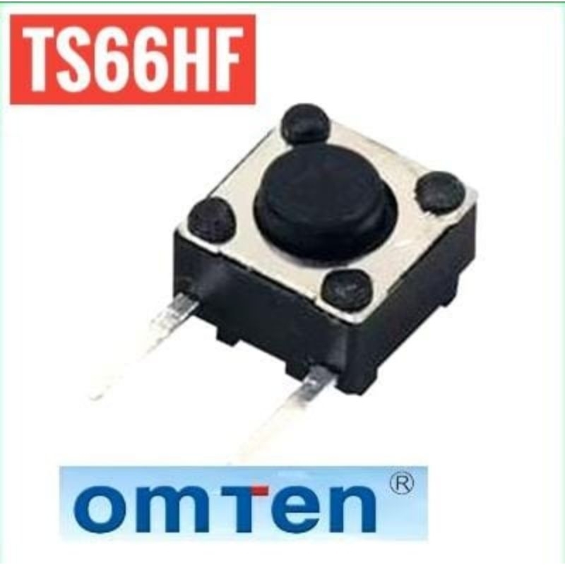 Jual Tactile Switch TS66HF Original Japan 6x6x4.3mm 2 Pin Lurus Push ...