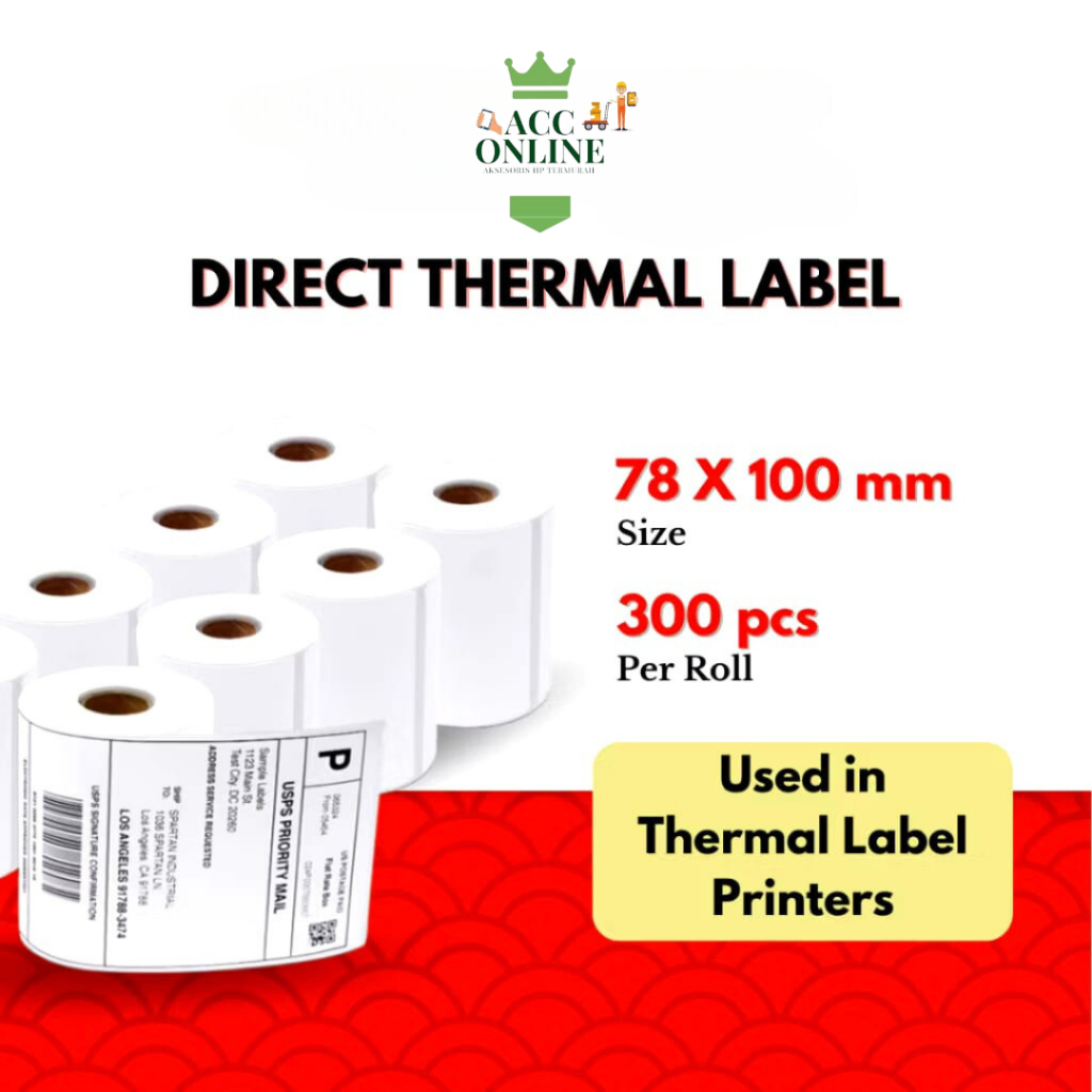 Jual Kertas Sticker Label Thermal Resi 78x100 mm | Isi 300 Lembar per ...