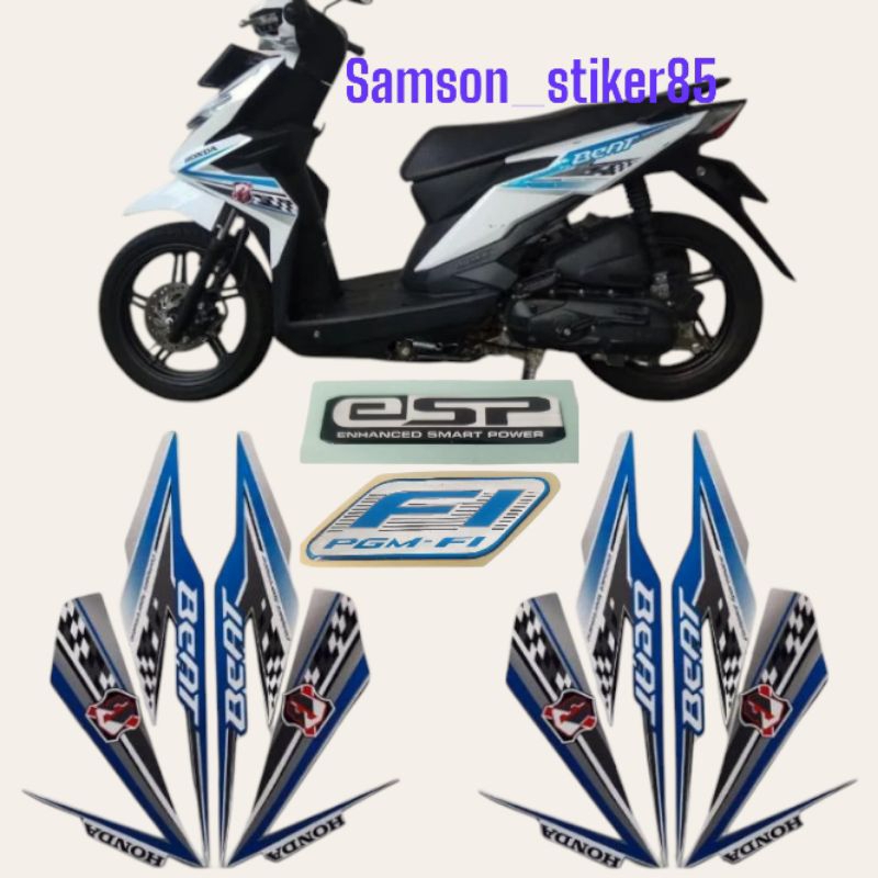 Jual stiker striping honda beat cbs fi esp 2018 putih lis bodi motor ...