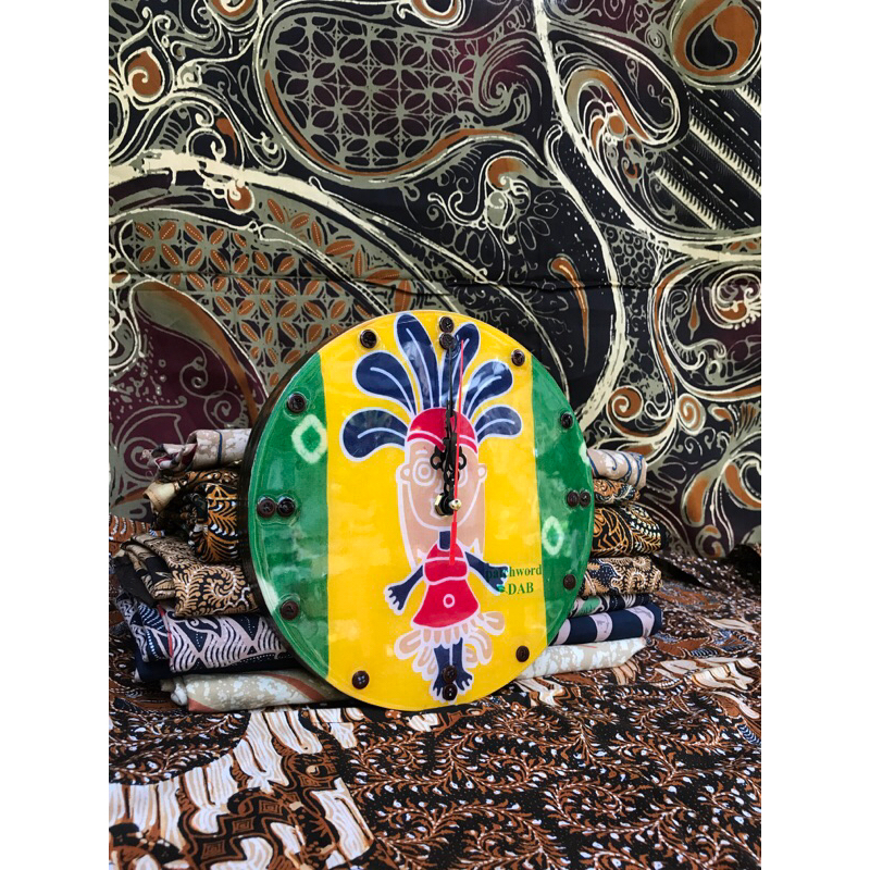 Jual Jam Dinding Resin Batik Unik Handycraft Bulat patchworkDAB ...