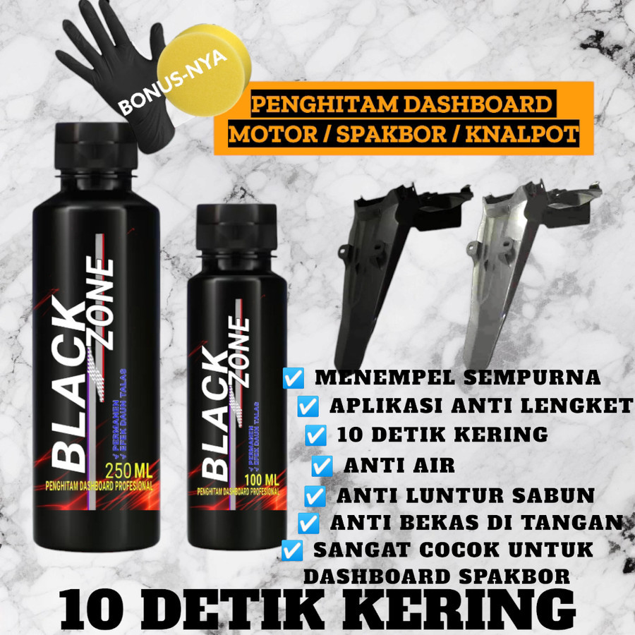 Jual Black Zone 250 Ml Penghitam Dashboard Mobil Dasbor Motor Plastik ...