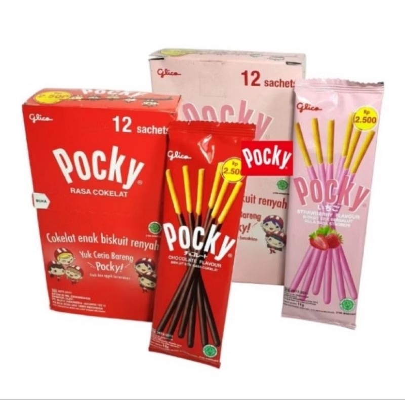 Jual Snack/biskuit/wafer/roti/cookies/ Pocky sachet 1box isi 12pcs ...