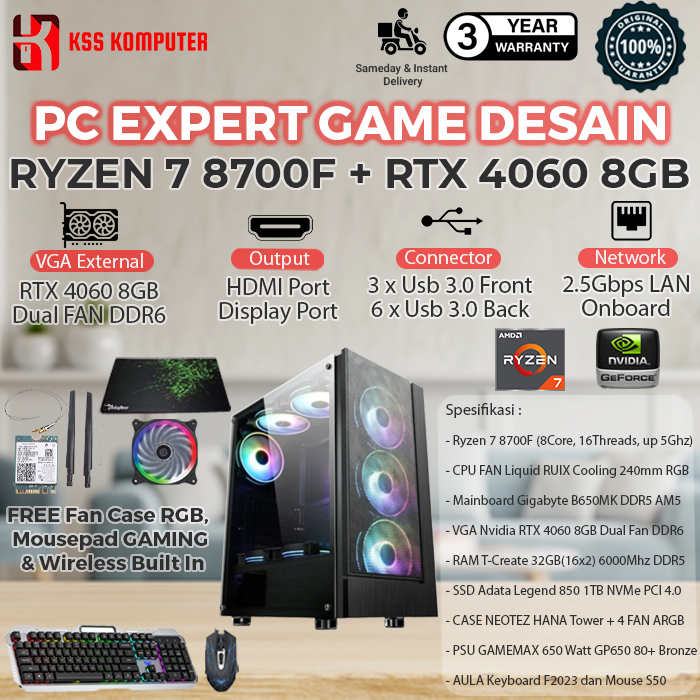 Jual [NEW] PC Ryzen 7 Gen Terbaru + VGA RTX + 32GB DDR5 GAMING HIGH ...