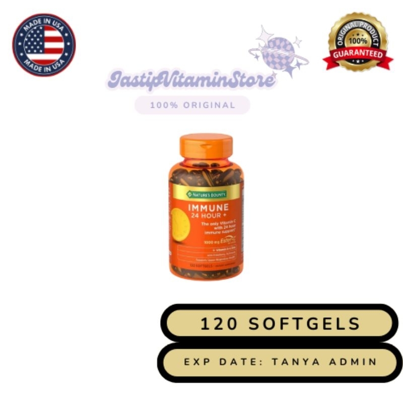 Jual Natures Bounty Immune 24 hour vitamin C 1000mg + vitamin D & Zinc 120 softgels kekebalan ...