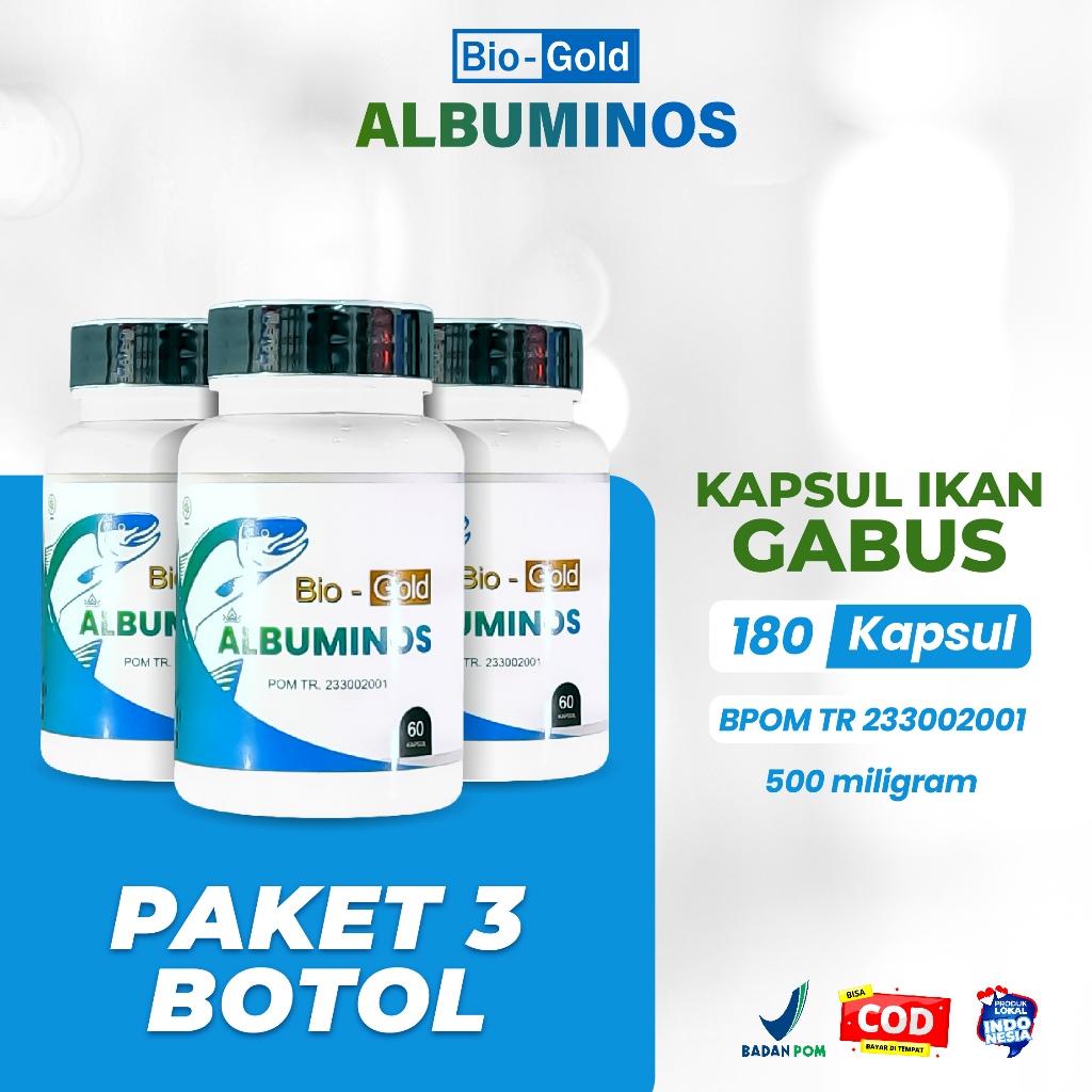 Jual Bio Gold - Bundling 3 Botol Albuminos Ekstrak Ikan Gabus 500mg ...