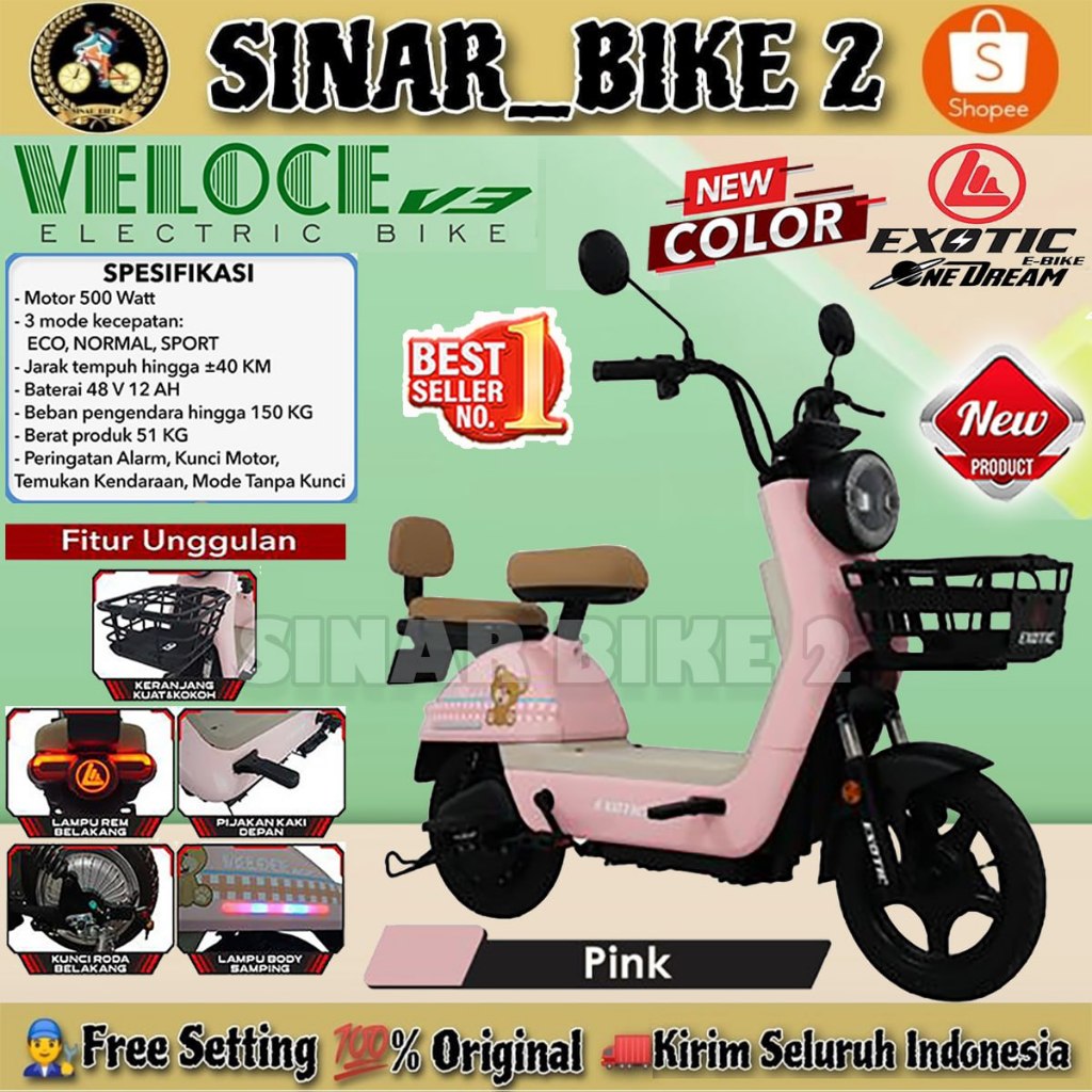 Jual Sepeda Listrik EXOTIC VELOCE V3 NEW COLOR || VELOCE V4 || FASTRON ...