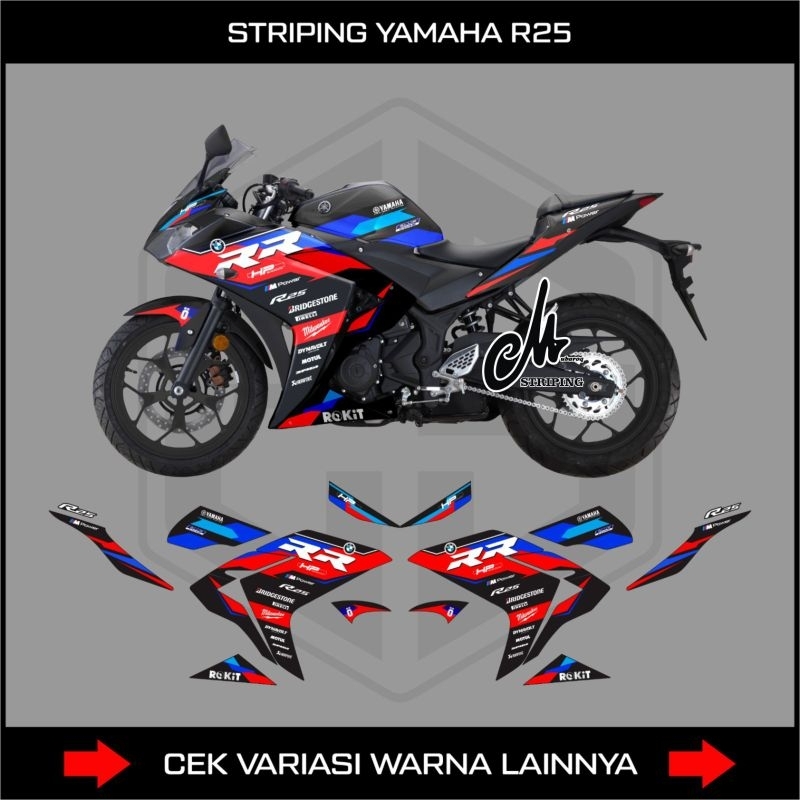 Jual Stiker Striping Yamaha Yzf R25 Old Grafis Tri Color Bmw / Sticker ...