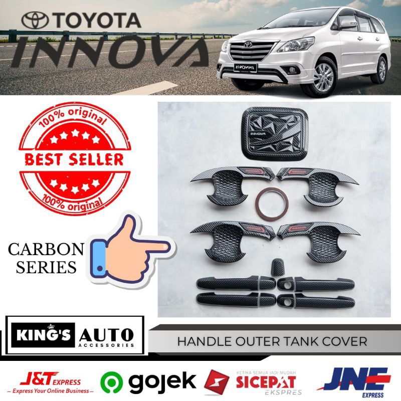 Jual Paket Cover Handle Outer Tank Cover Pintu Innova 2004 - 2015 Carbon Glossy | Shopee Indonesia