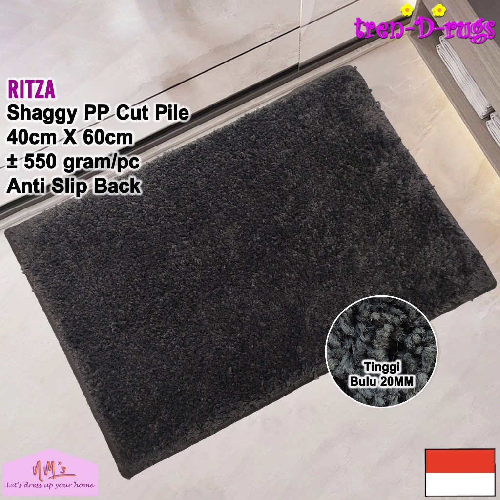 Jual Tren-D-rugs Keset kaki shaggy 40 cm x 60 cm anti slip tinggi bulu ...